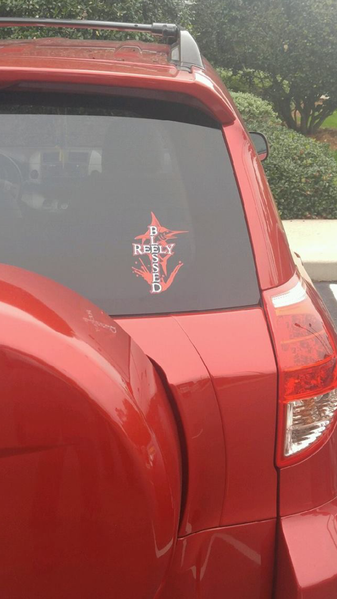 Red & White Decal – Reely Blessed